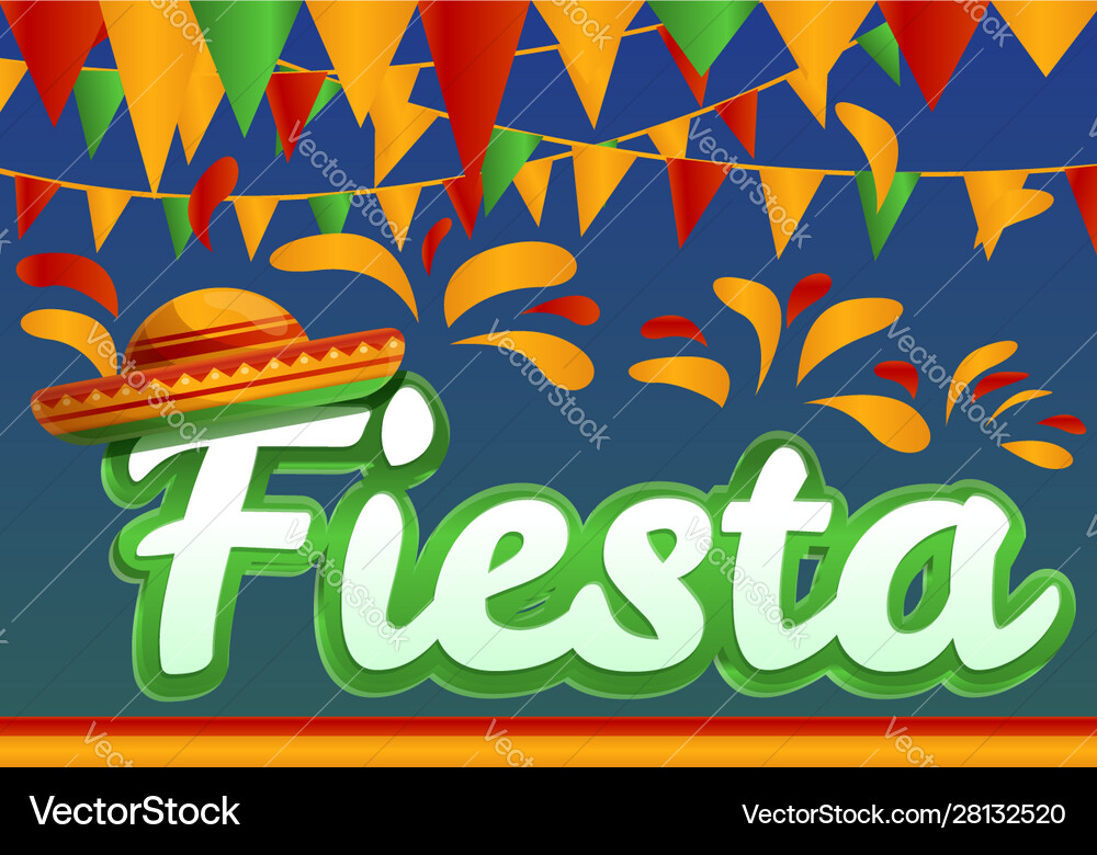Fiesta concept banner cartoon style Royalty Free Vector