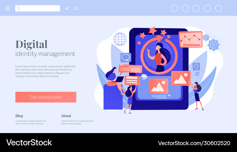 Online identity management concept landing page Vector Image