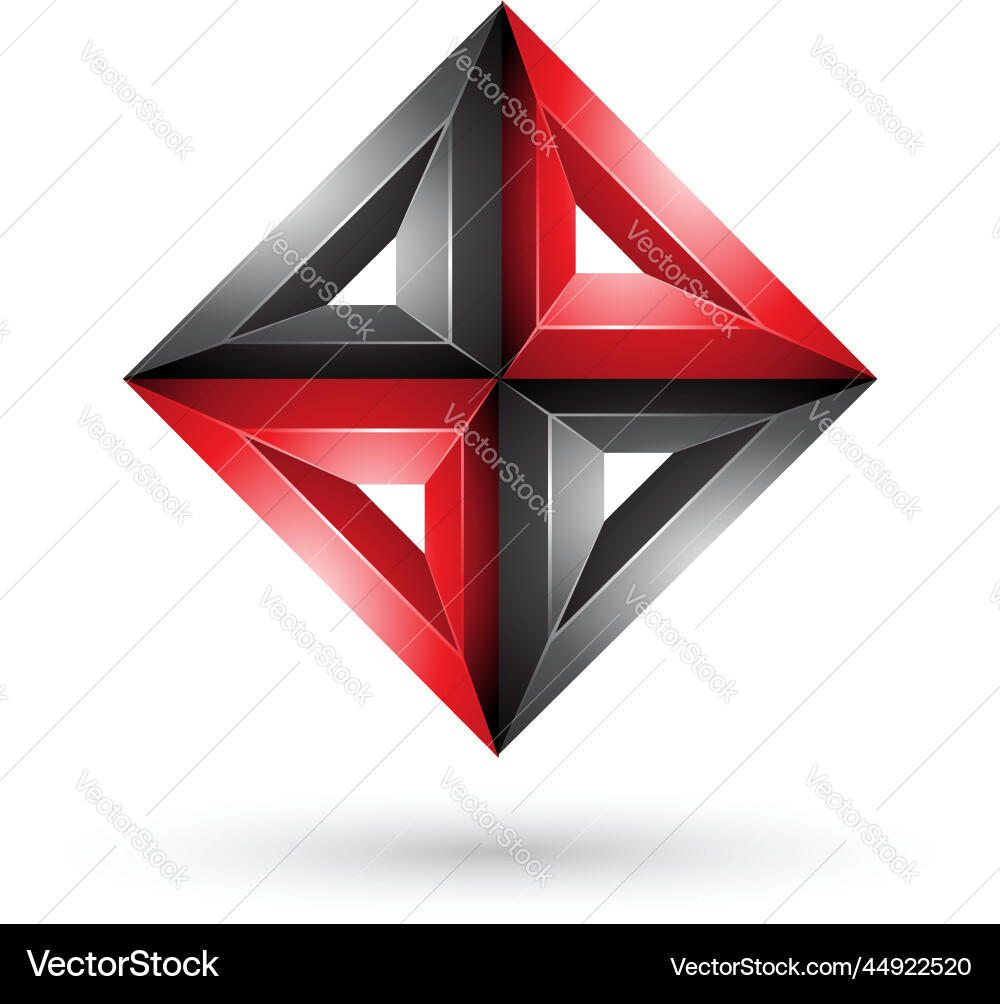 Red and black 3d geometrical embossed diamond Vector Image