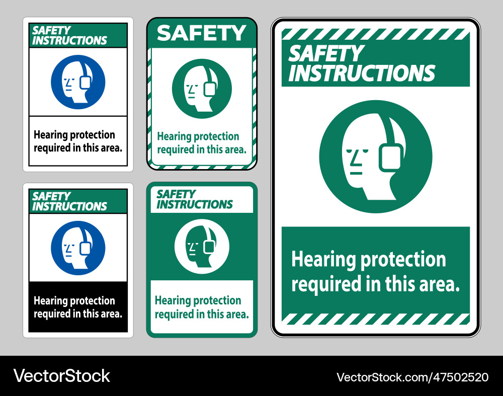 Safety instructions ppe sign hearing protection Vector Image