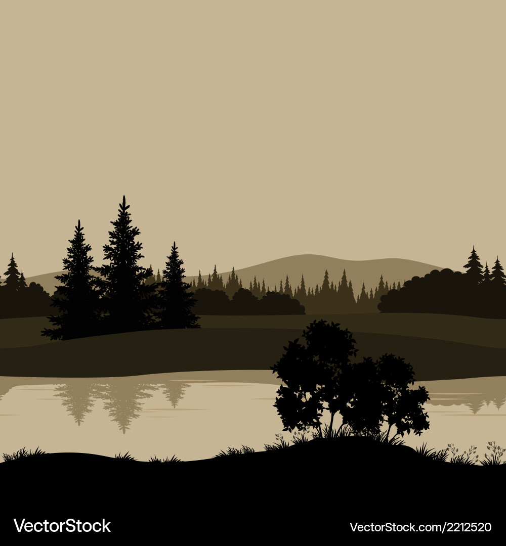 Seamless landscape trees river and mountains Vector Image