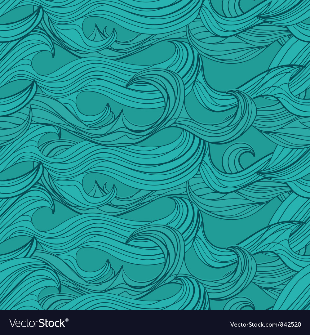 Seamless pattern with hand-drawn waves Royalty Free Vector