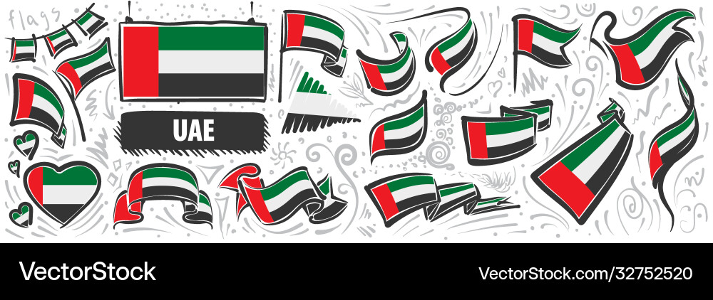 Set national flag united arab Royalty Free Vector Image