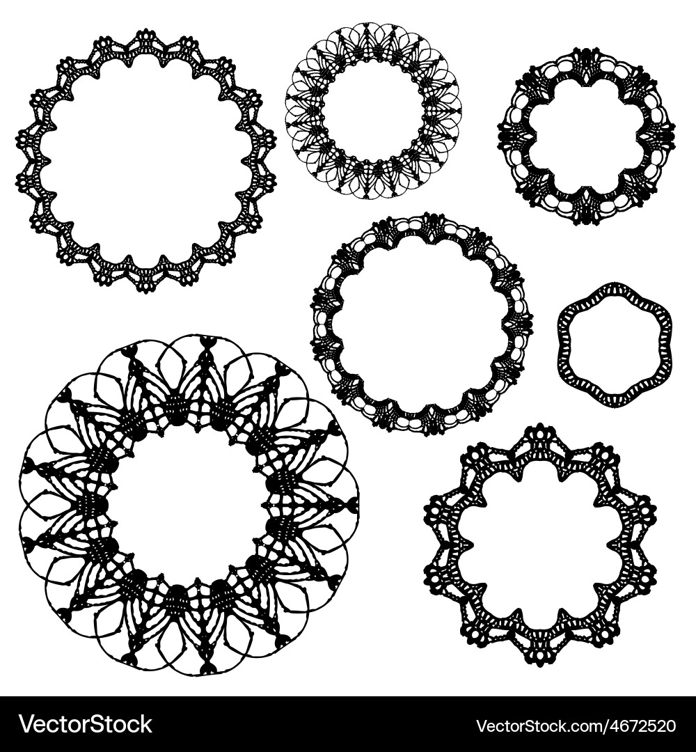 Set of crochet lacy frames Royalty Free Vector Image