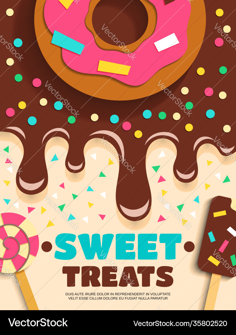 Sweets desserts bakery confectionery poster Vector Image