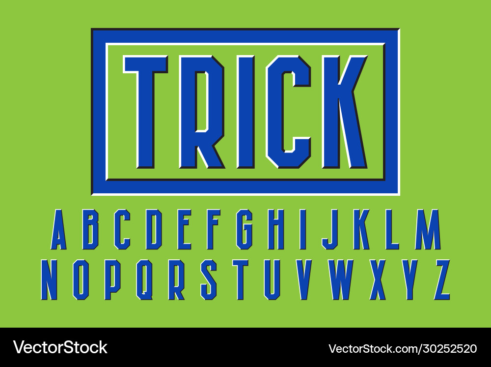 Trick alphabet moving blue letters on green Vector Image