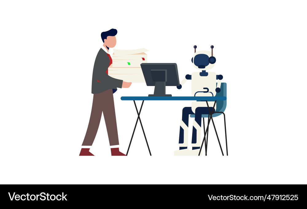Generative ai robot work in office with people Vector Image