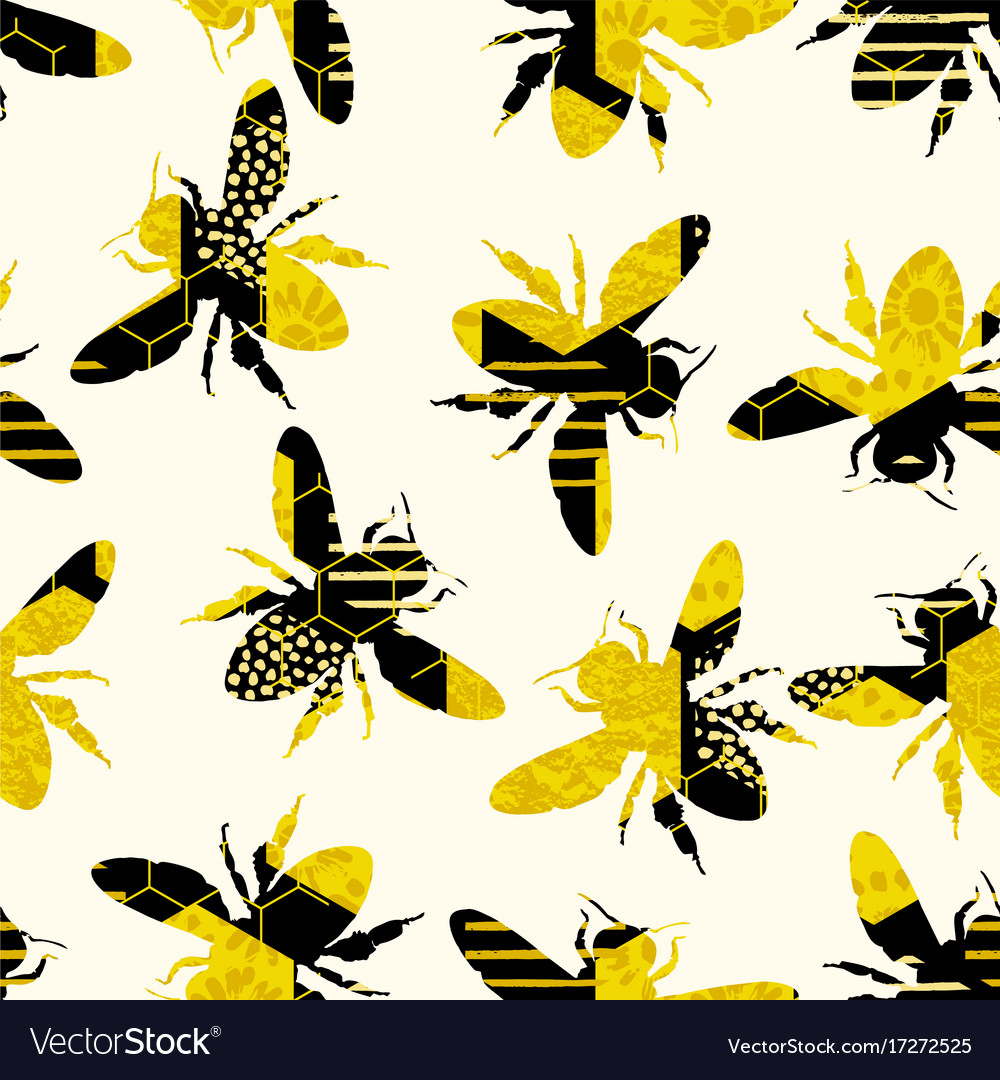 Seamless geometric pattern with bee Royalty Free Vector