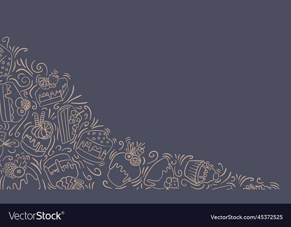 Template with hand drawn doodle cakes Royalty Free Vector Template with hand drawn doodle cakes Royalty Free Vector