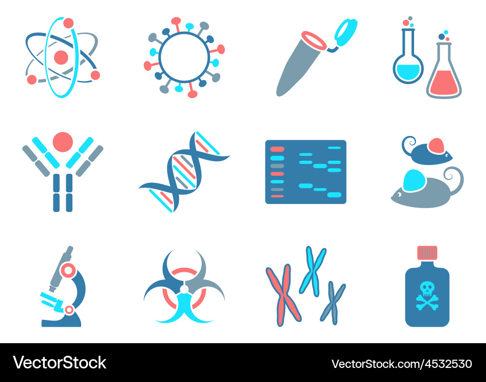 Biology science icons Royalty Free Vector Image