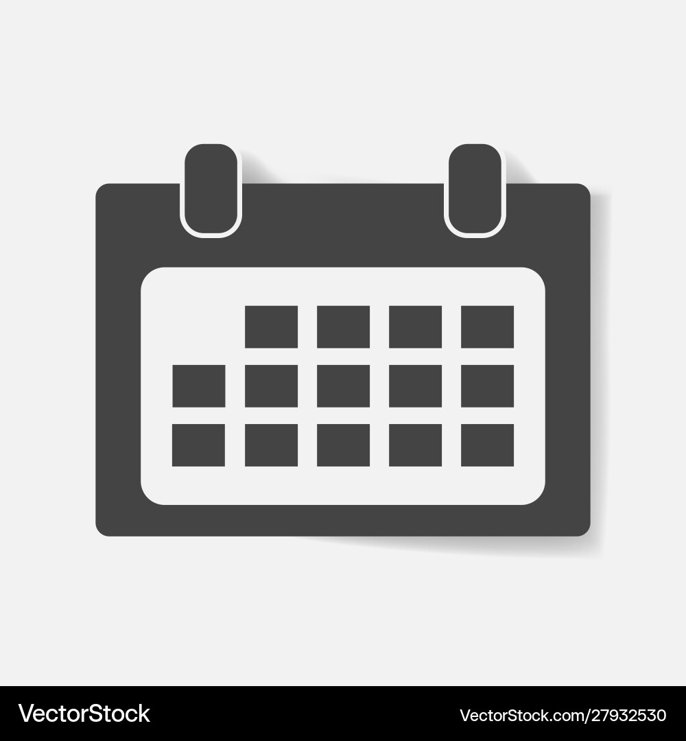 Calendar icon in flat style on grey background Vector Image