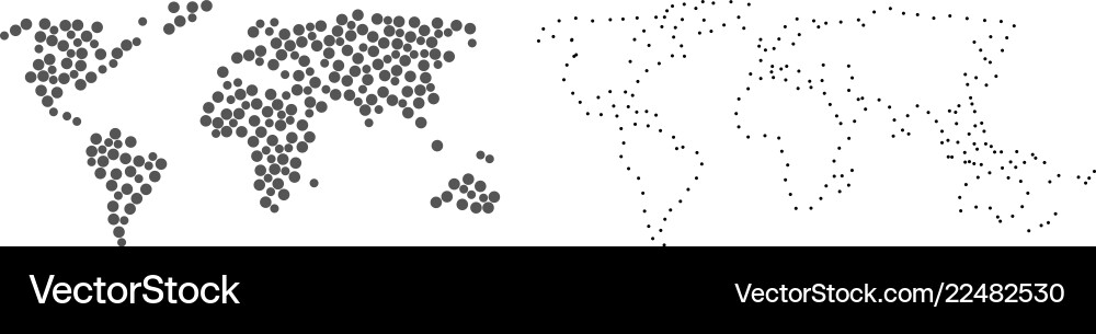 Dotted contour map of world Royalty Free Vector Image