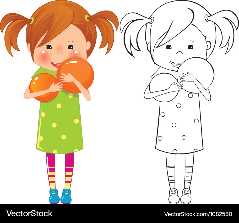 Girl with ball Royalty Free Vector Image - VectorStock
