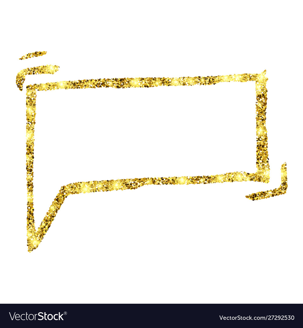 Gold glitter hand drawn speech bubble Royalty Free Vector