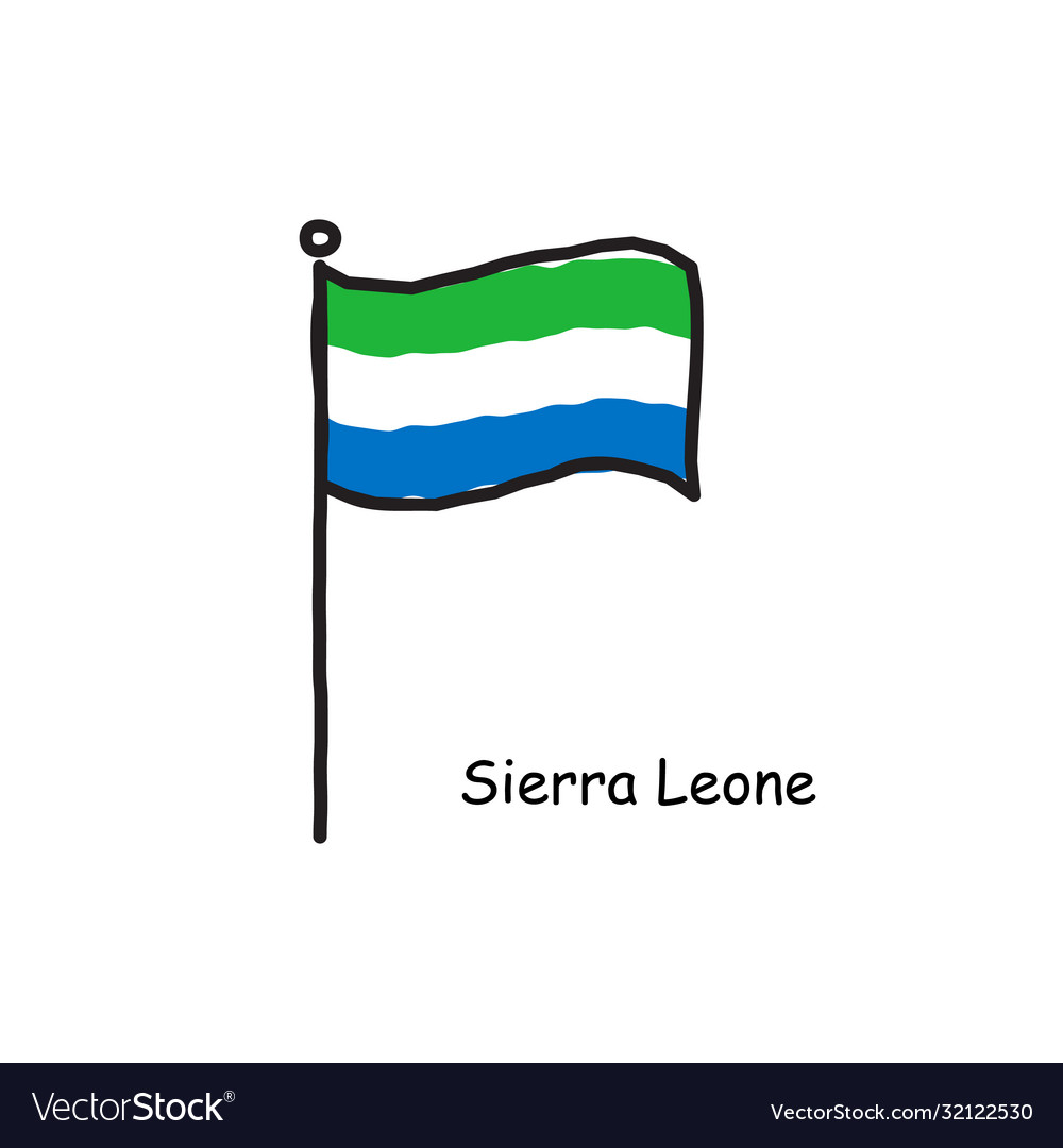 Hand drawn sketchy sierra leone flag Royalty Free Vector