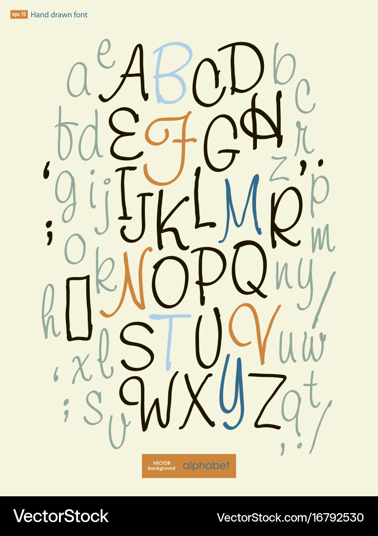 Handwritten alphabet letters abc for your Vector Image