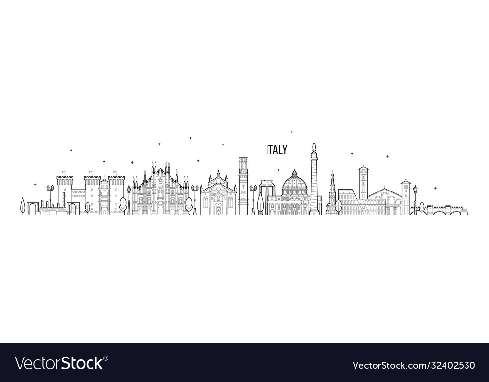 Italy skyline country buildings linear art Vector Image