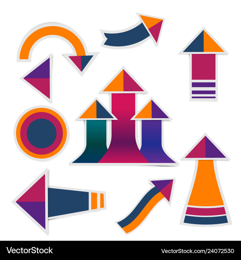 Retro paper arrow stickers with shadows Royalty Free Vector