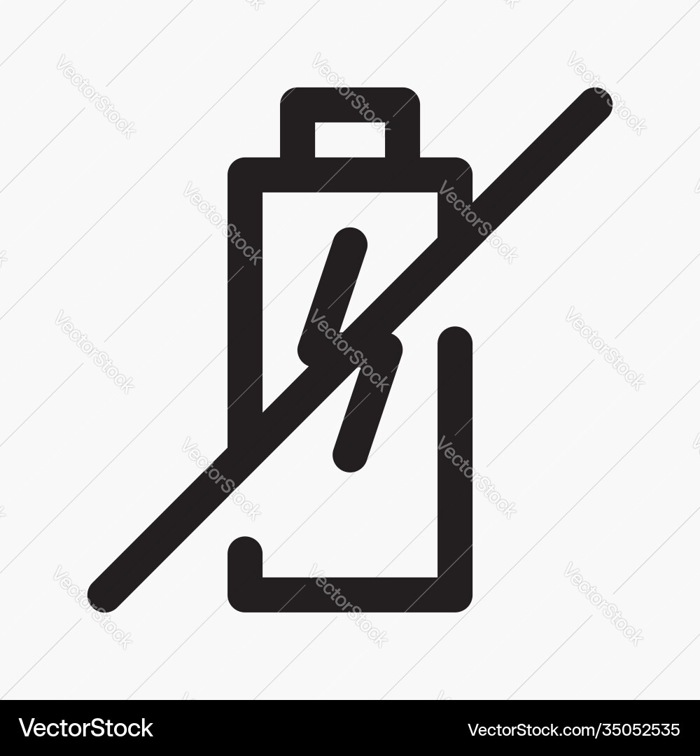 Battery icon with a cross isolated on white Vector Image