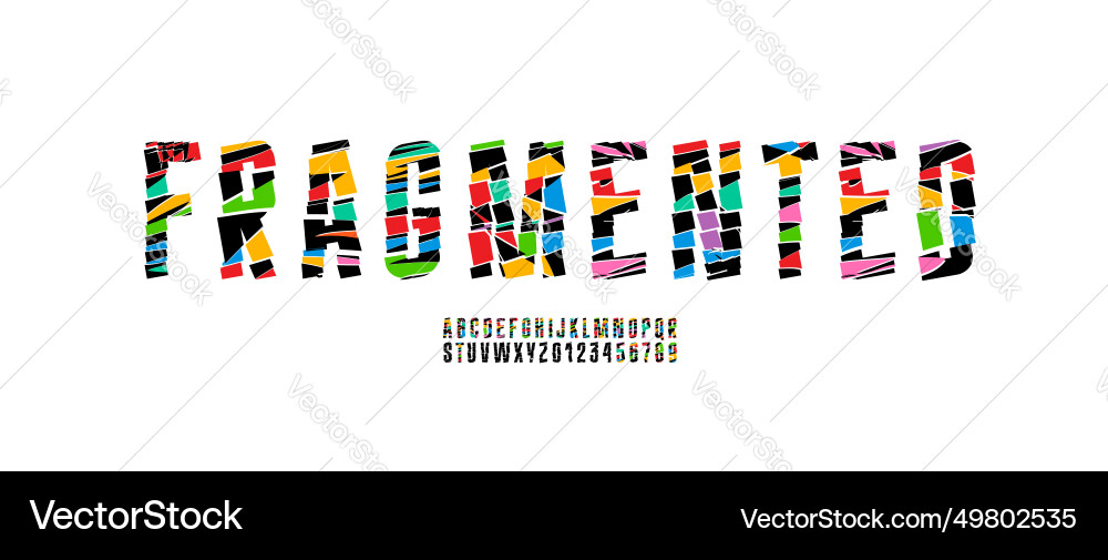 Broken crushed condensed font cracked alphabet Vector Image