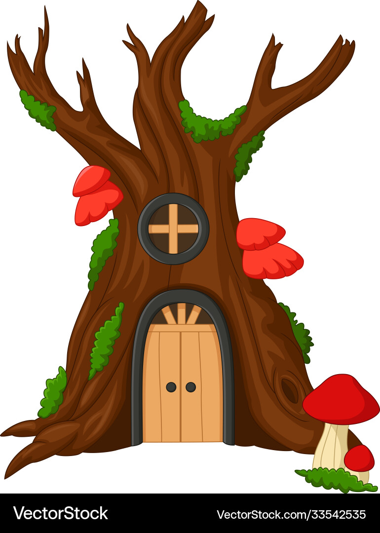 Cartoon tree house isolated on white background Vector Image