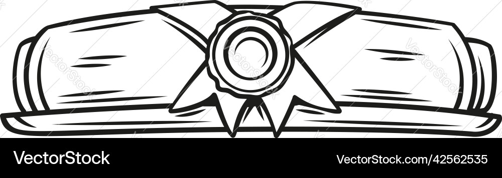 Certificate diploma with ribbon outline icon Vector Image