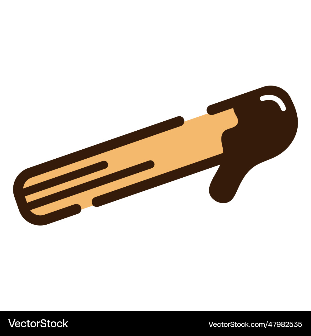 Churro dipped in chocolate icon Royalty Free Vector Image