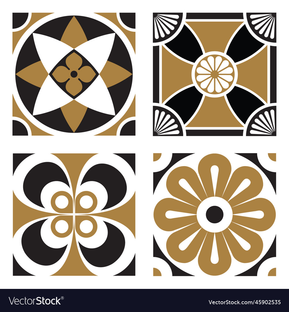 Collection of vintage ornamental tile patterns Vector Image
