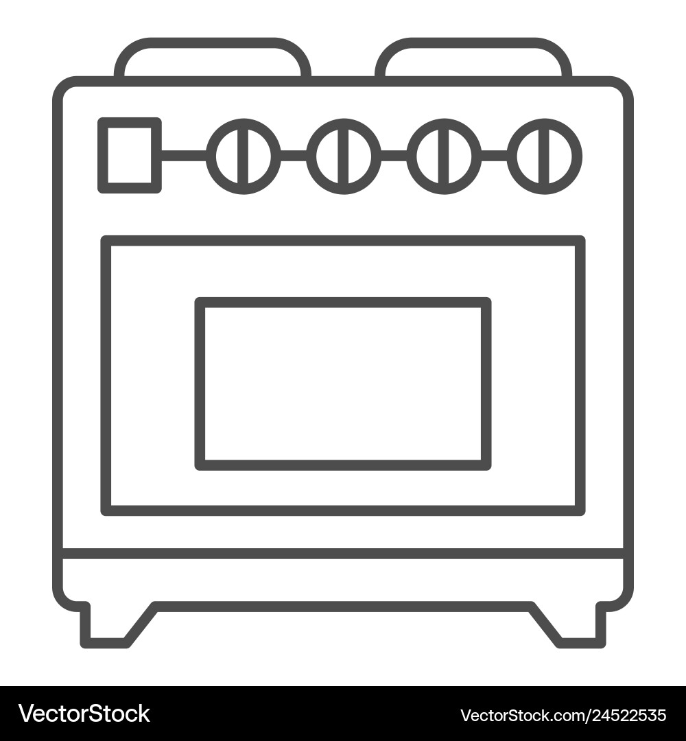 Electric stove thin line icon cooker Royalty Free Vector