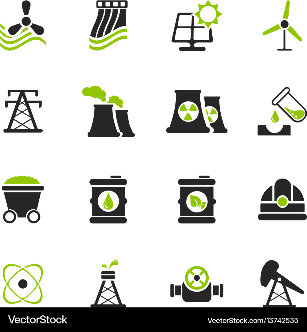 Fuel and power generation icons Royalty Free Vector Image