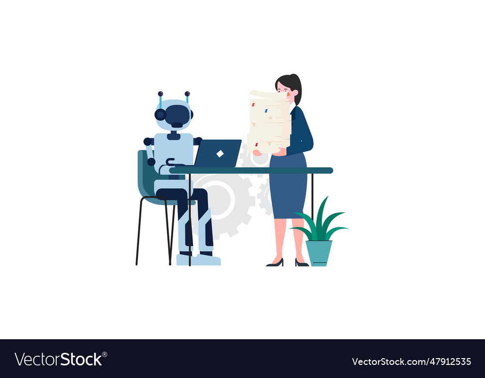 Generative ai robot work in office with people Vector Image