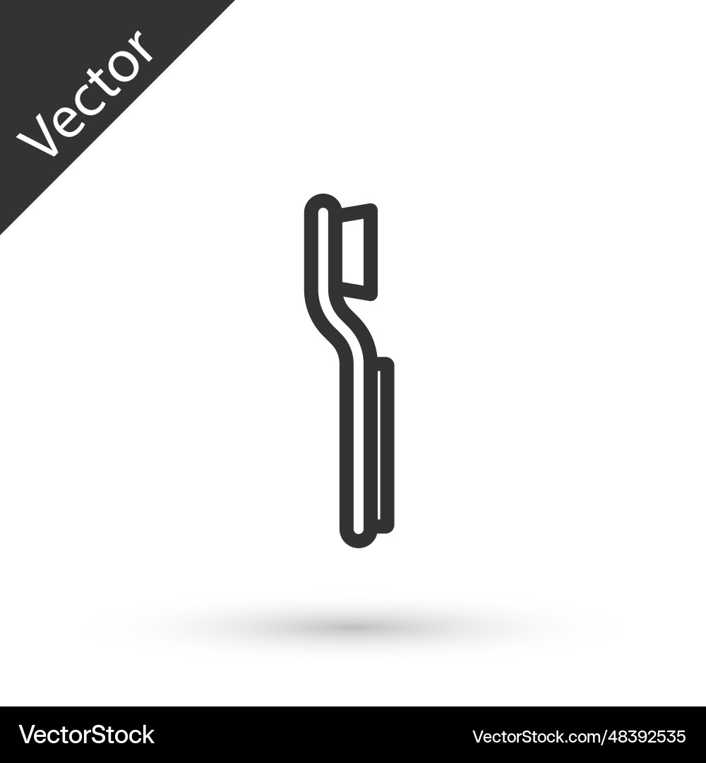 Grey line toothbrush icon isolated on white Vector Image