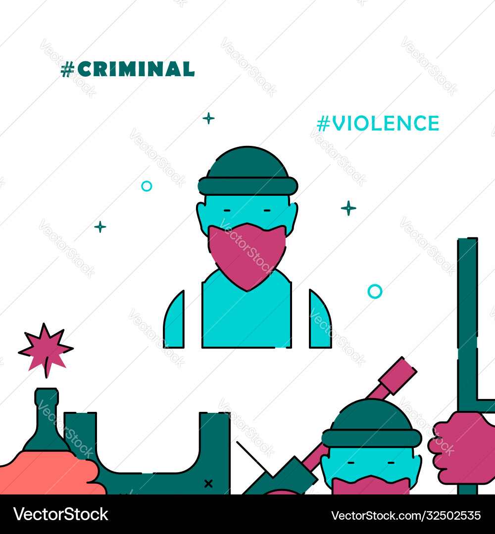 Killer criminal face filled line icon simple Vector Image