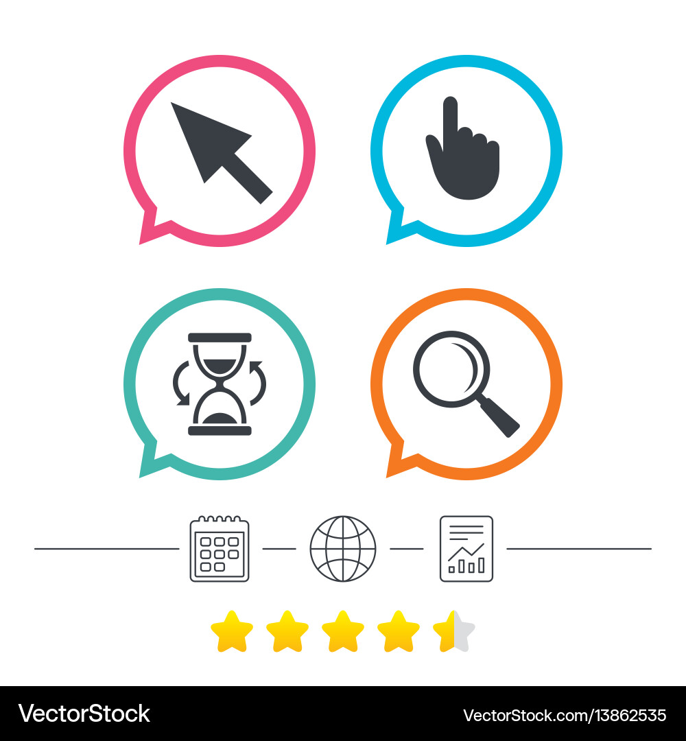 Mouse cursor icon hourglass magnifier glass Vector Image