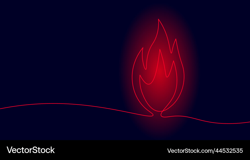 One line fire continuous art social media burn Vector Image