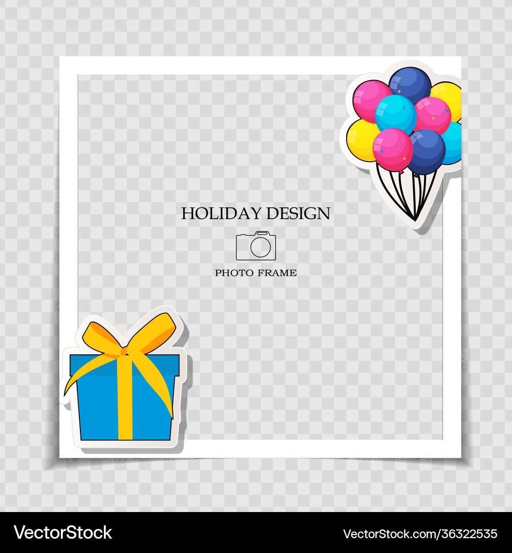 Party holiday photo frame template for post Vector Image