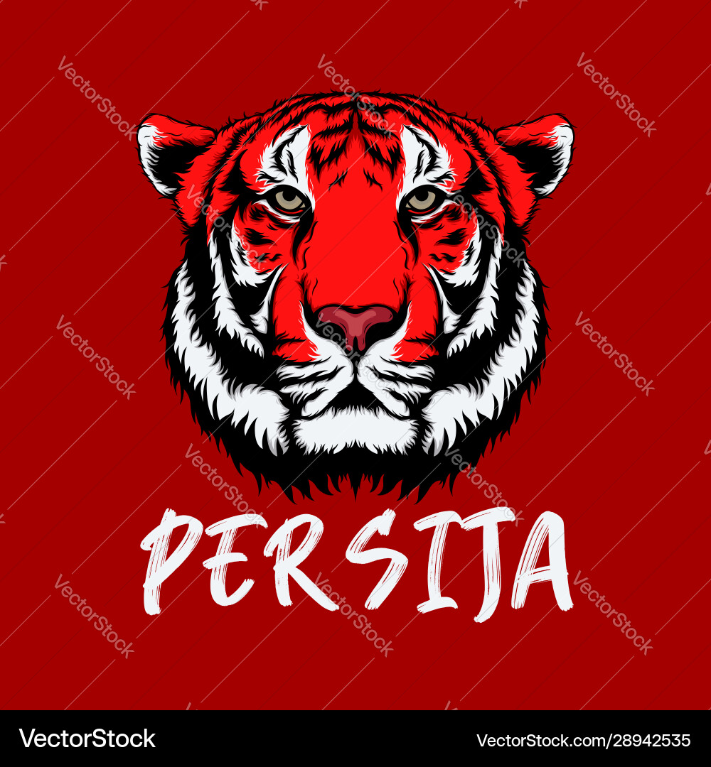 Red tiger with persija teks Royalty Free Vector Image