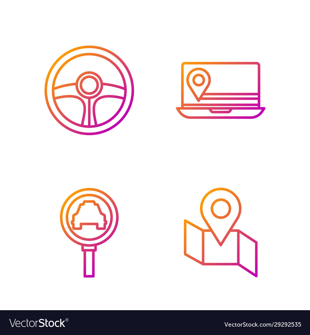Set line folded map with location marker Vector Image