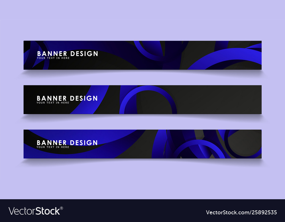 Set rectangular banners with background dark Vector Image