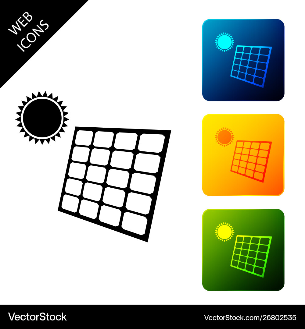 Solar energy panel and sun icon isolated on white Vector Image