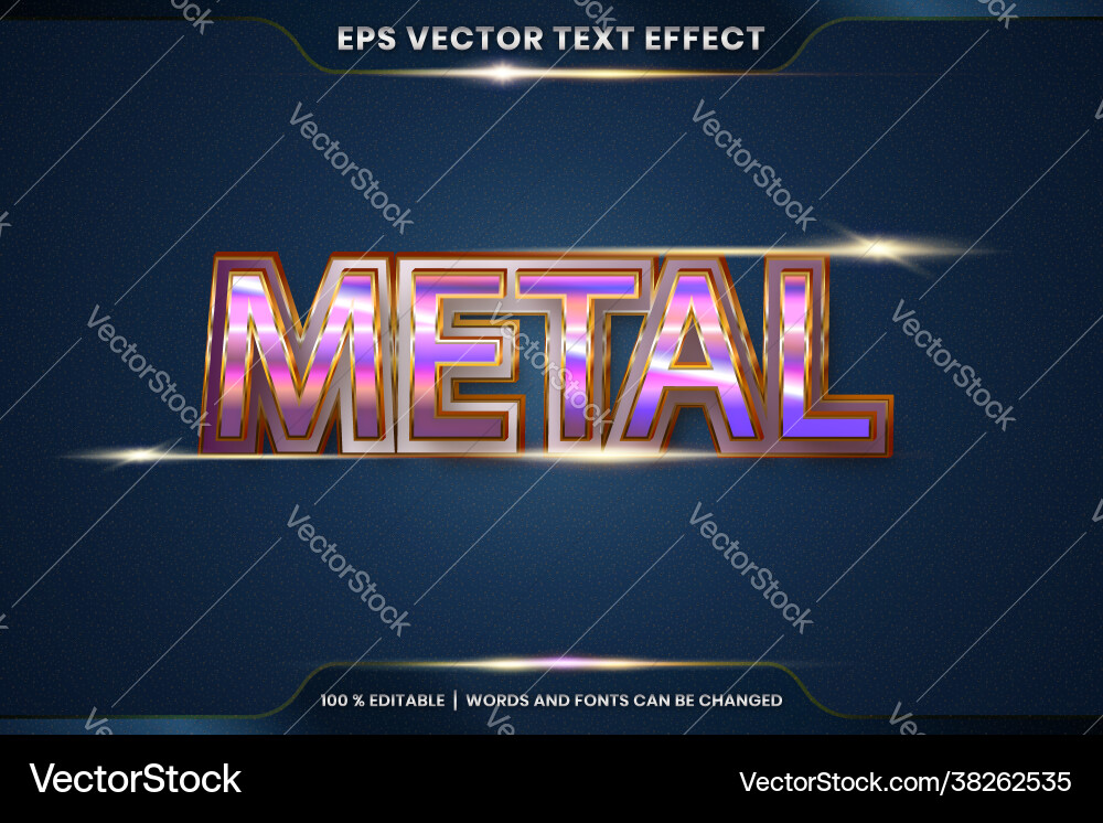 Text effect in 3d metal words font styles theme Vector Image