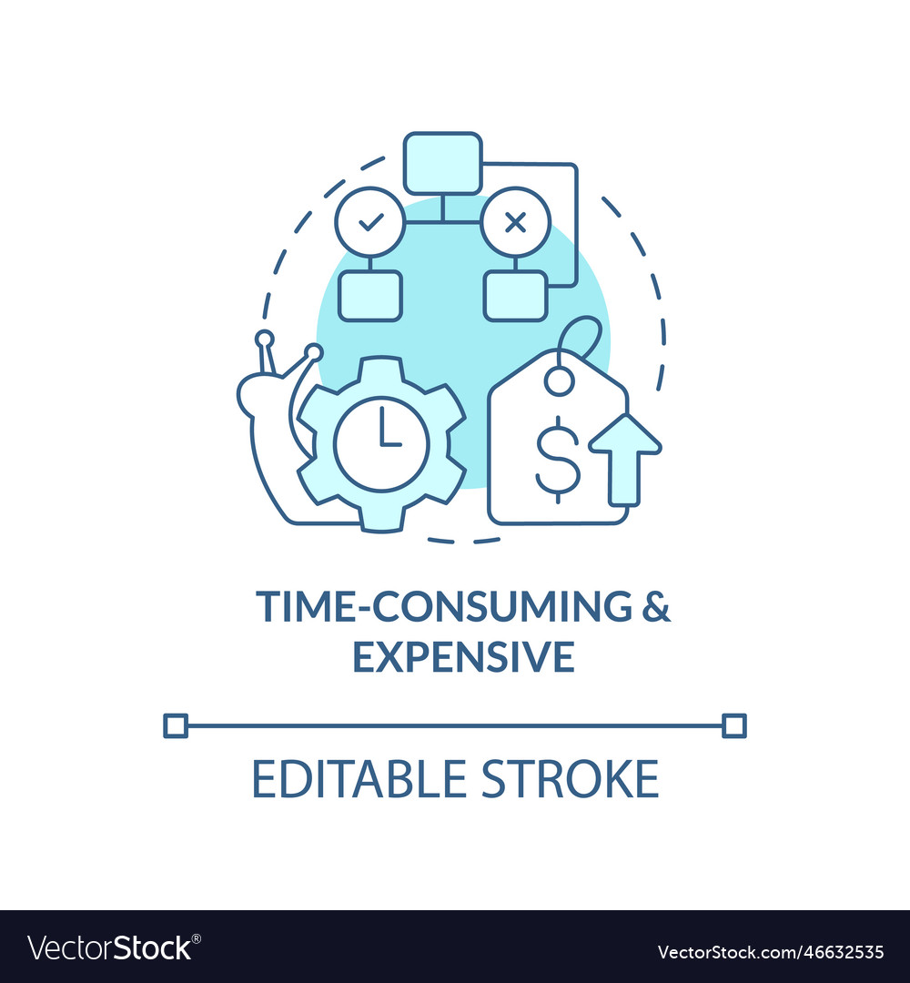 Time consuming and expensive turquoise concept Vector Image Time consuming and expensive turquoise concept Vector Image