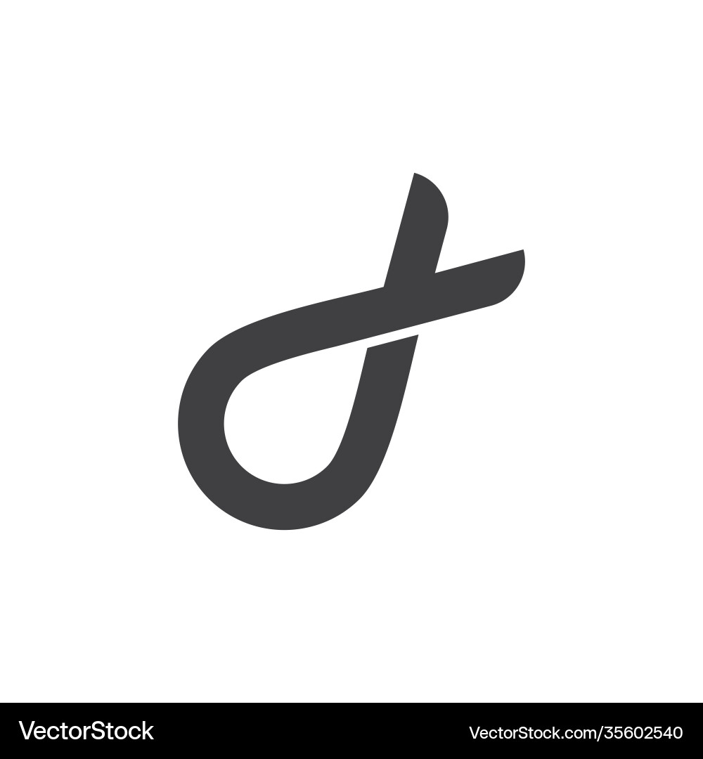 Abstract letter d simple ribbon logo Royalty Free Vector