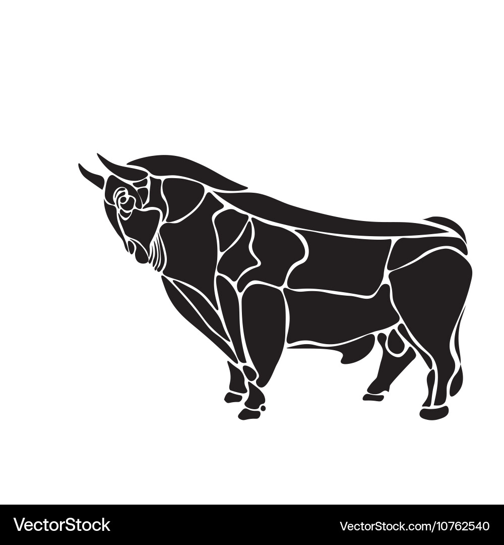 Black and white engrave isolated bull Royalty Free Vector