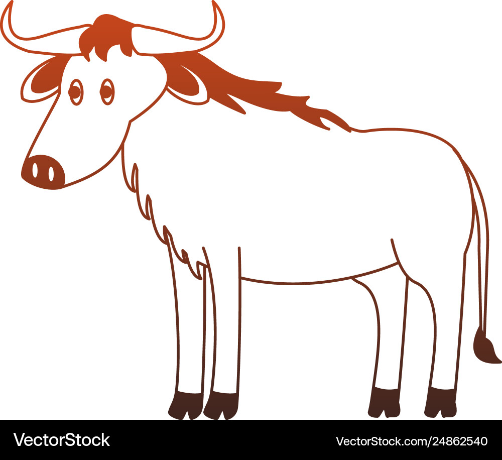 Buffalo wild animal red lines Royalty Free Vector Image
