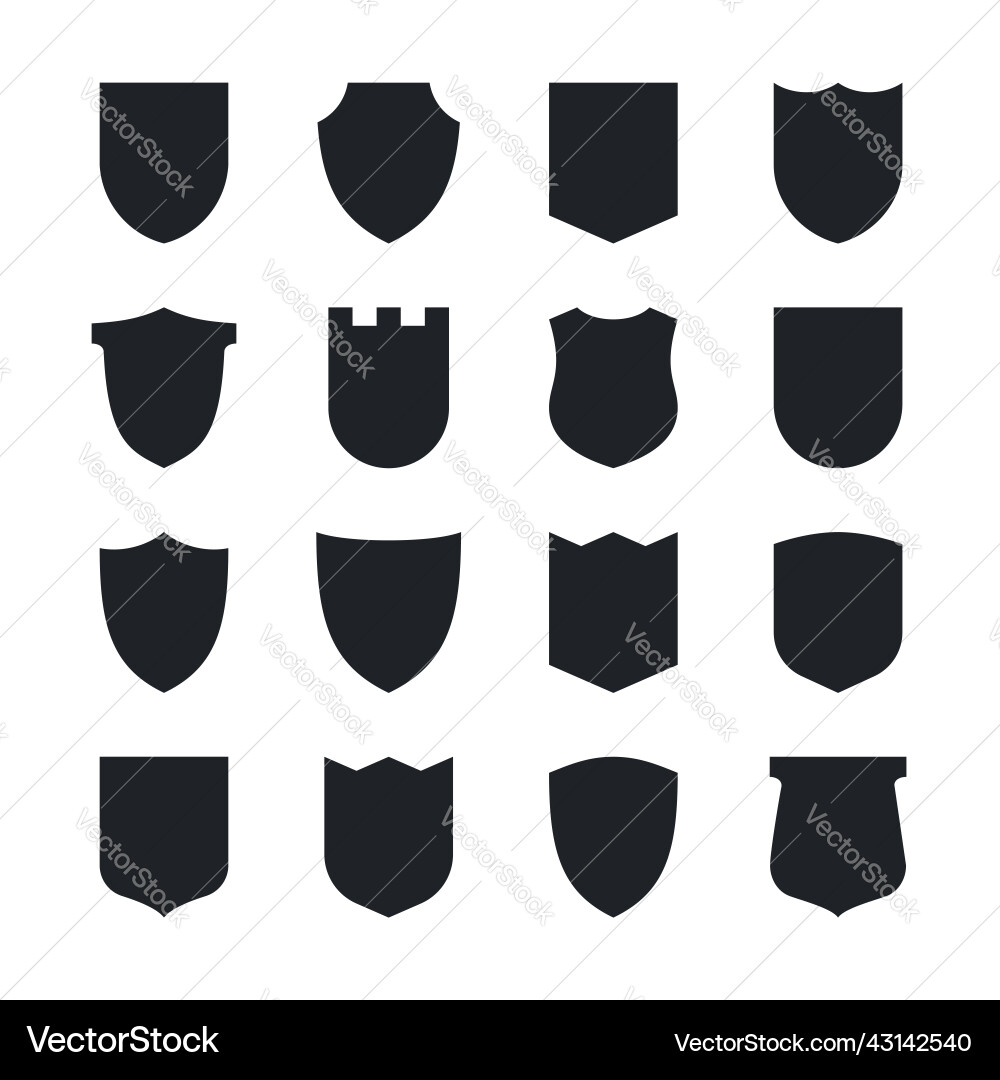 Collection of black shield icon template Vector Image