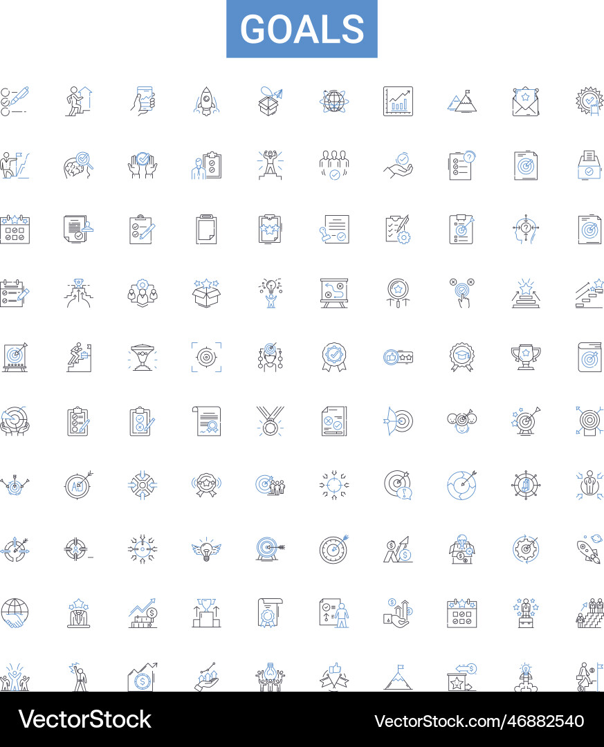 Goals outline icons collection aims objectives Vector Image