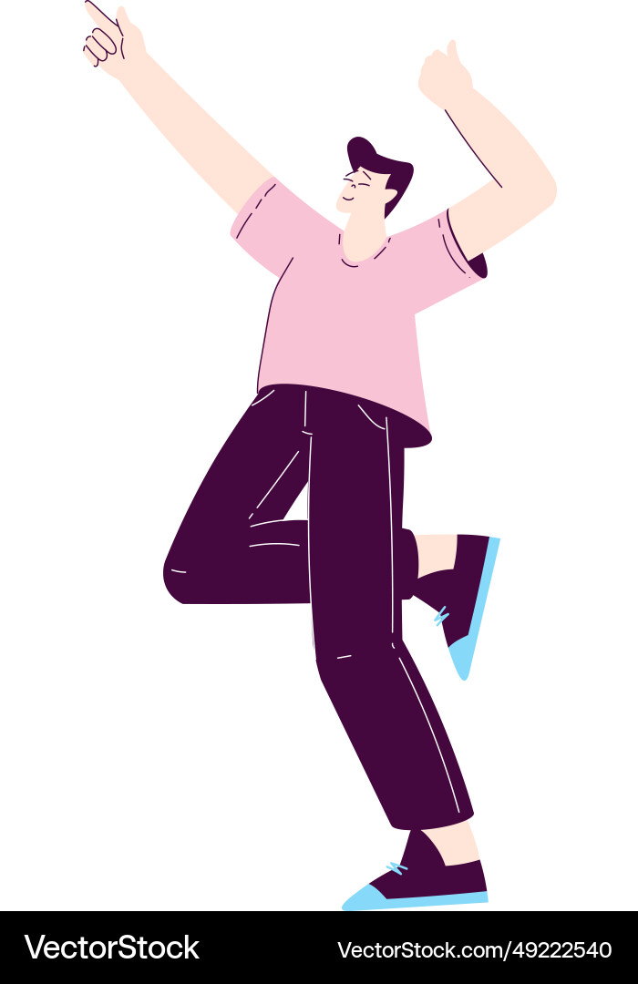 Happy man character rejoicing and cheering with Vector Image
