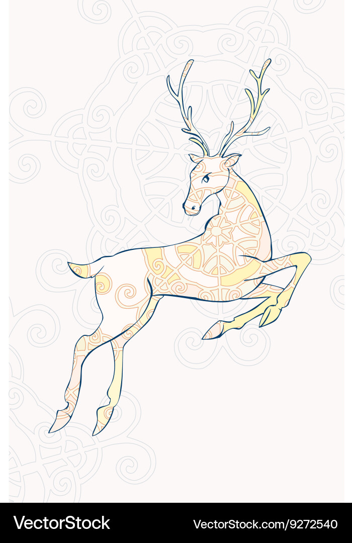 Image of deer on snowflake background Royalty Free Vector
