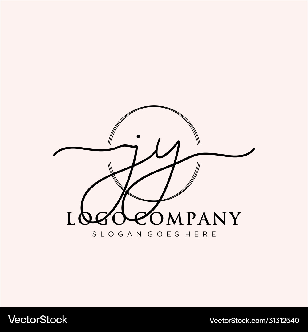 Jy initial handwriting logo design Royalty Free Vector Image